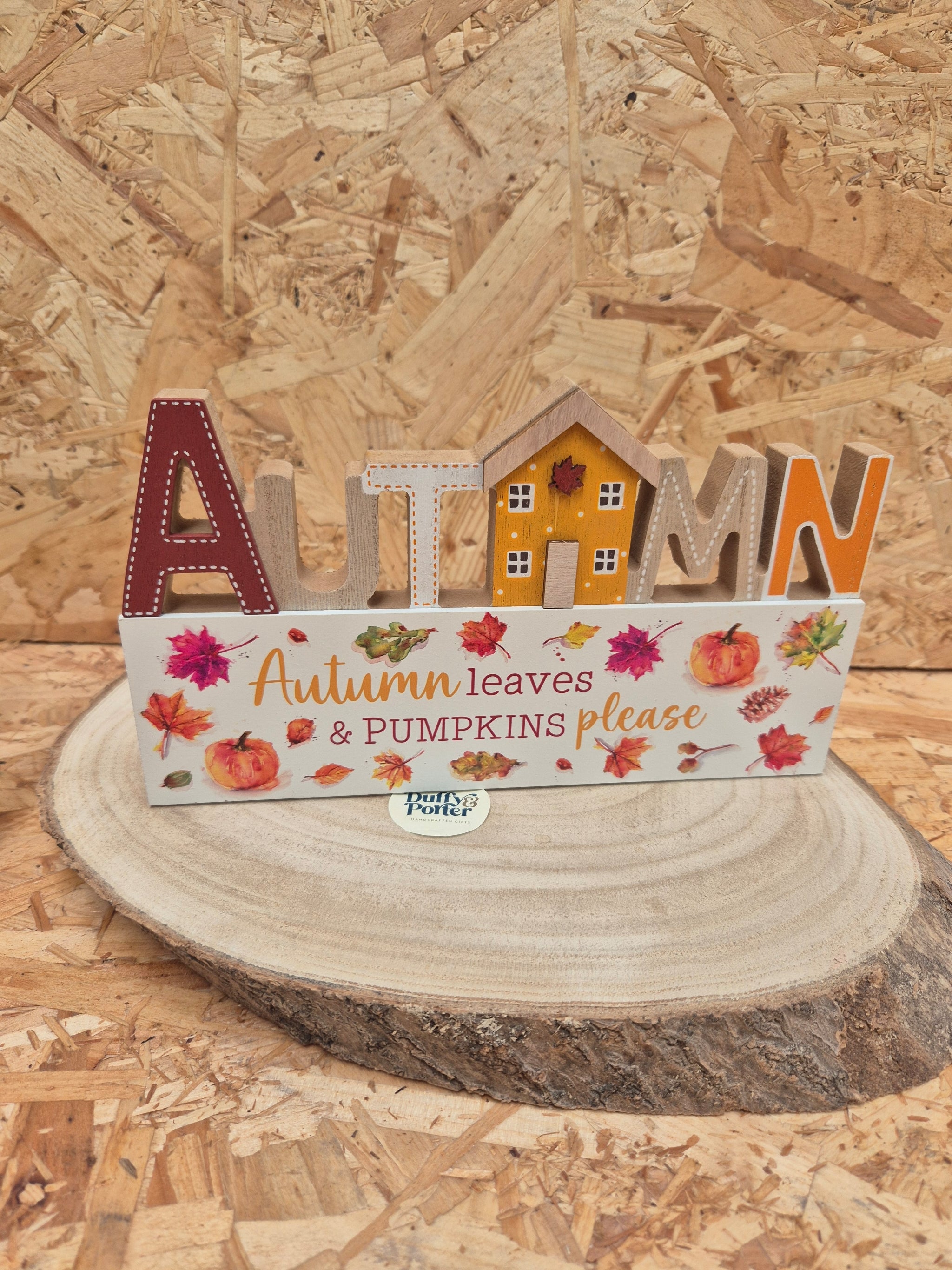 Autumn Leaves Word Standing Plaque – Duffy and Porter