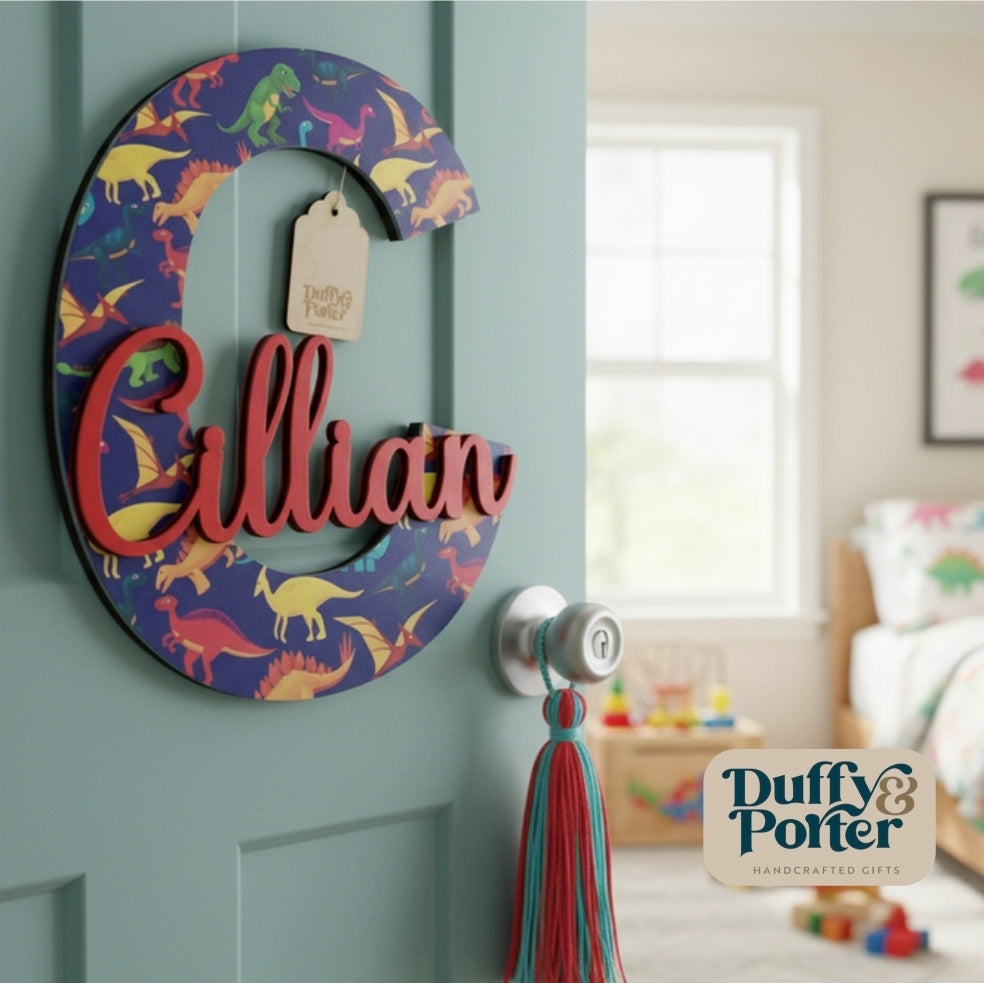 Dinosaur Theme Initial with Name – Duffy and Porter